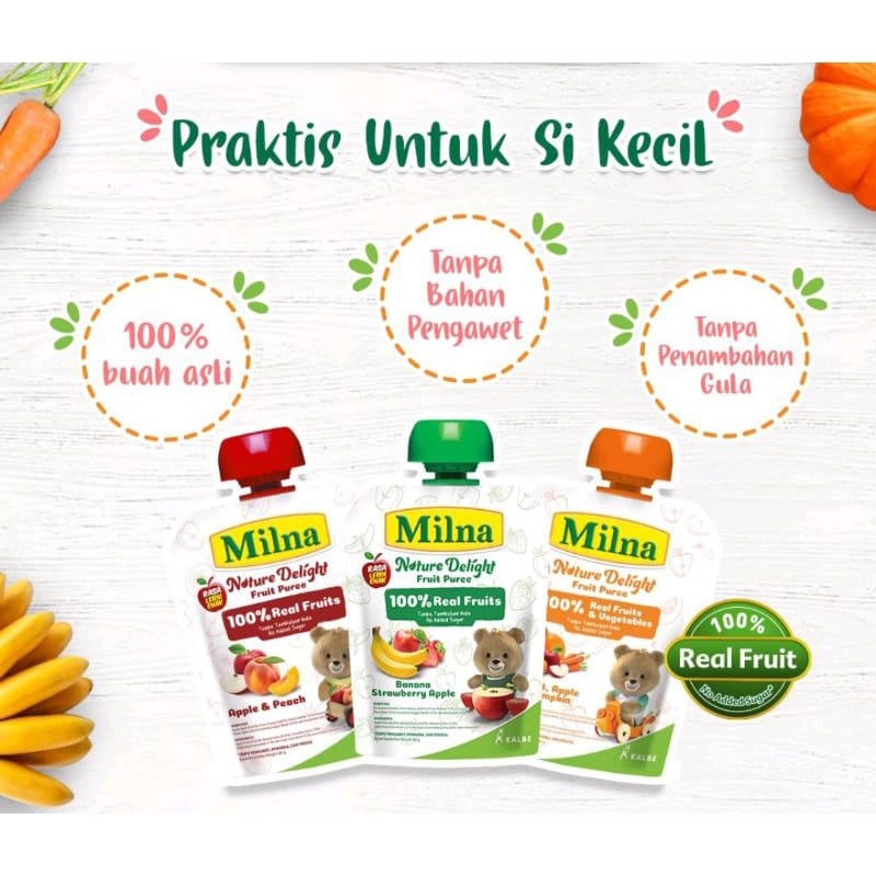 Jual Milna Nature Delight 80 Gr Fruit Puree | Shopee Indonesia