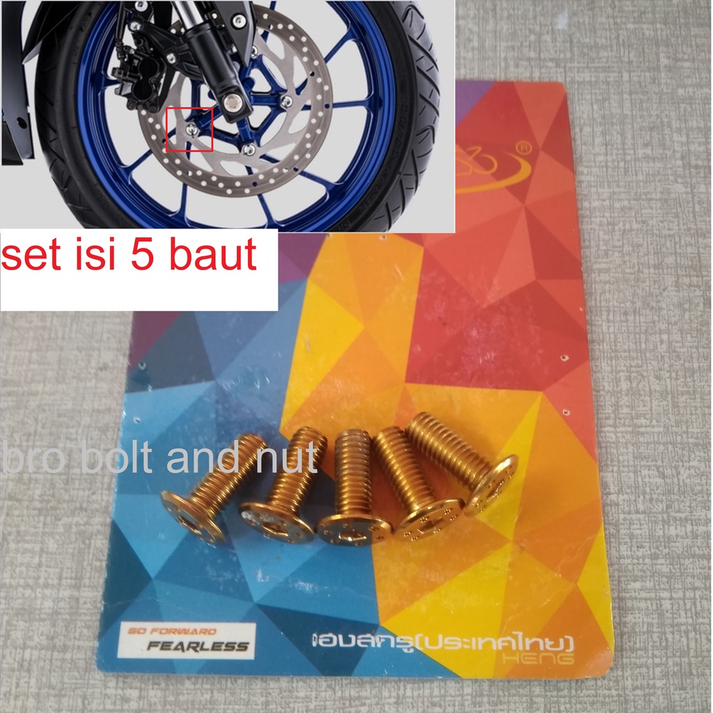 Jual Baut Probolt Disc Disk Cakram Piringan Depan Yamaha R15 R 15 Original Heng Thailand Isi 5 ...