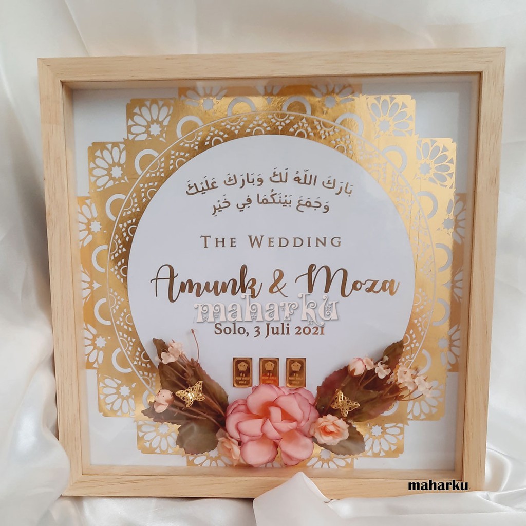 Jual Bingkai Mahar Pernikahan Uang Frame Rustic Hiasan Gold Mewah ...