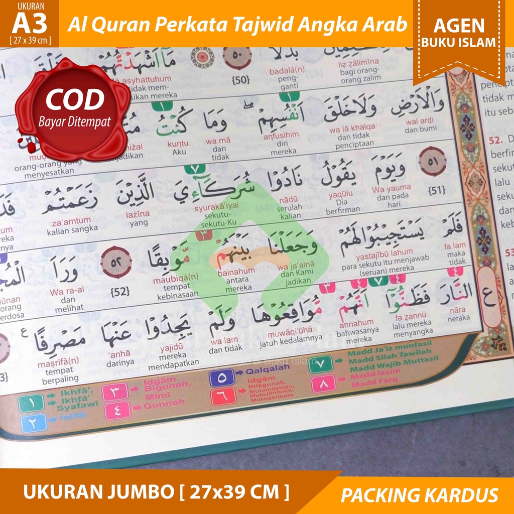 Jual COD Al Quran An Nur Ukuran Jumbo Al Quran Perkata Tajwid Angka ...