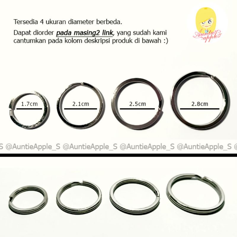 Jual (HARGA PER-PCS)RING GANTUNGAN KUNCI 17MM/21MM/25MM/28MM/RING ...