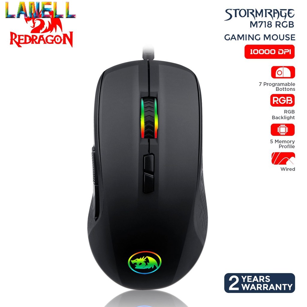 Jual Redragon Gaming Mouse RGB STORMRAGE - M718-RGB Mouse Gaming Murah ...
