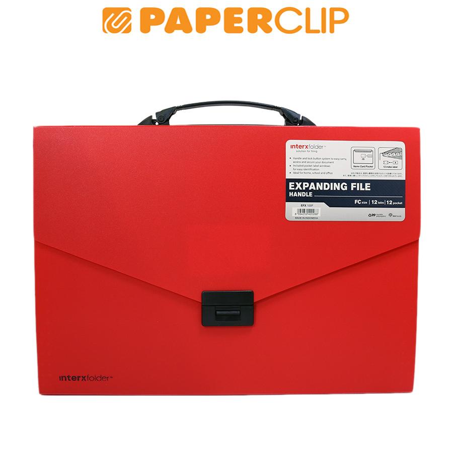 Jual EXPANDING FILE HANDLE INTERX EFX100F F4 RED | Shopee Indonesia