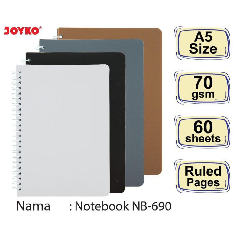 Jual RULED SPIRAL NOTEBOOK A5 | JOYKO NB-690 | BUKU CATATAN BERGARIS ...