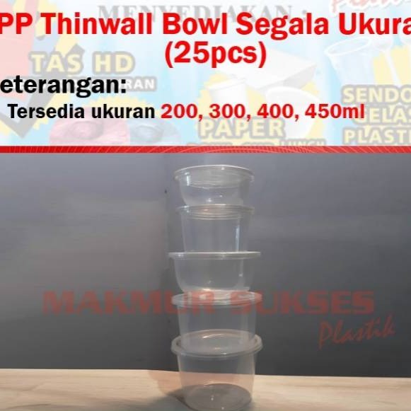 Jual Thinwall Bowl / Bulat / Mangkok 200 ml 300 ml 400 ml 450 ml ( 25pcs ) | Shopee Indonesia