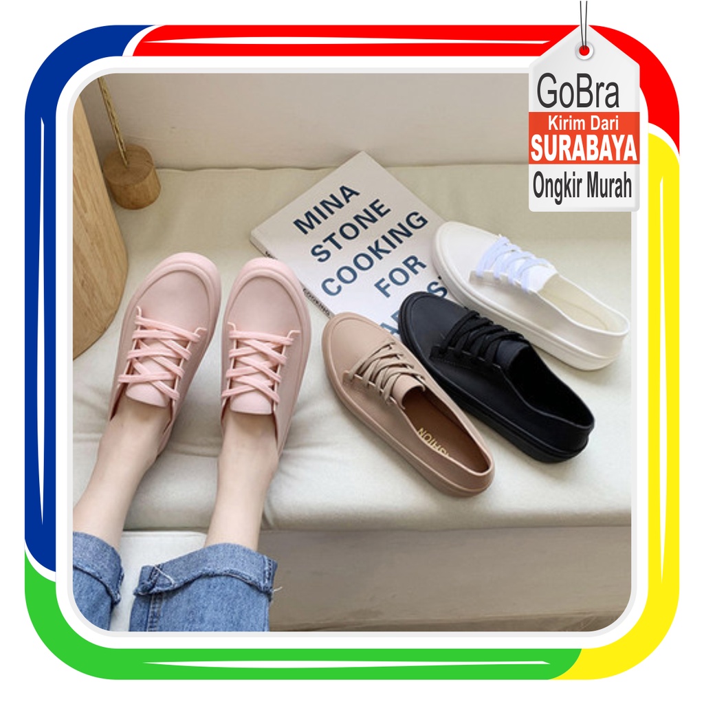 Jual Gobra ♕ SEP006 (Tanpa Kotak) Sepatu Wanita Karet Polos Simple Warna Sport Casual Import ...