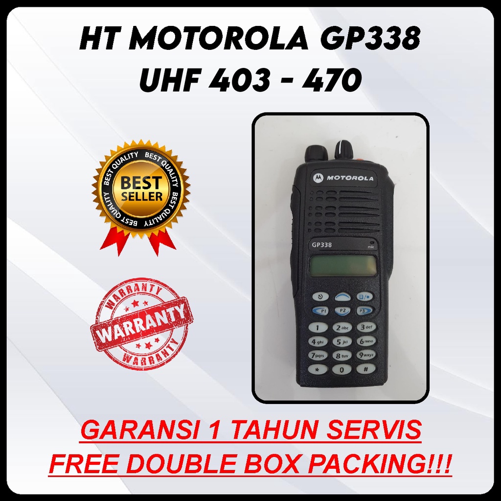 Jual HT Motorola GP 338 UHF 403 470 Mhz M, Radio Komunikasi Handy Talky ...