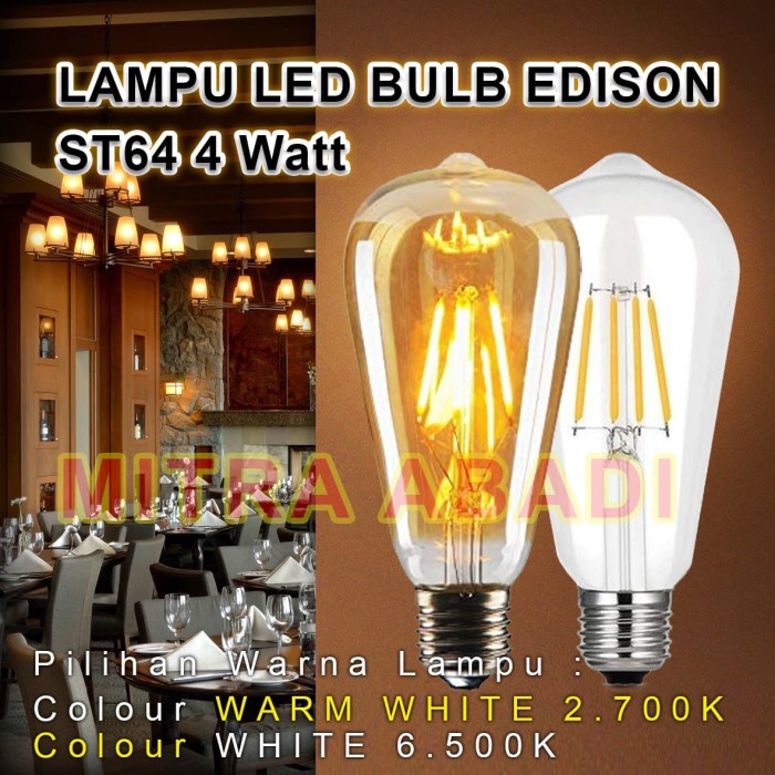 Jual Lampu Bulb LED Filamen Edison Vintage ST64 4 Watt/4W Fitting E27 | Shopee Indonesia