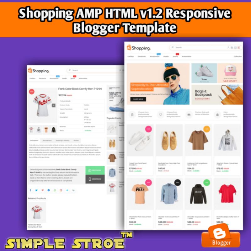 Jual Template Blogger Shopping AMP HTML v1.2 Responsive Template | Shopee Indonesia