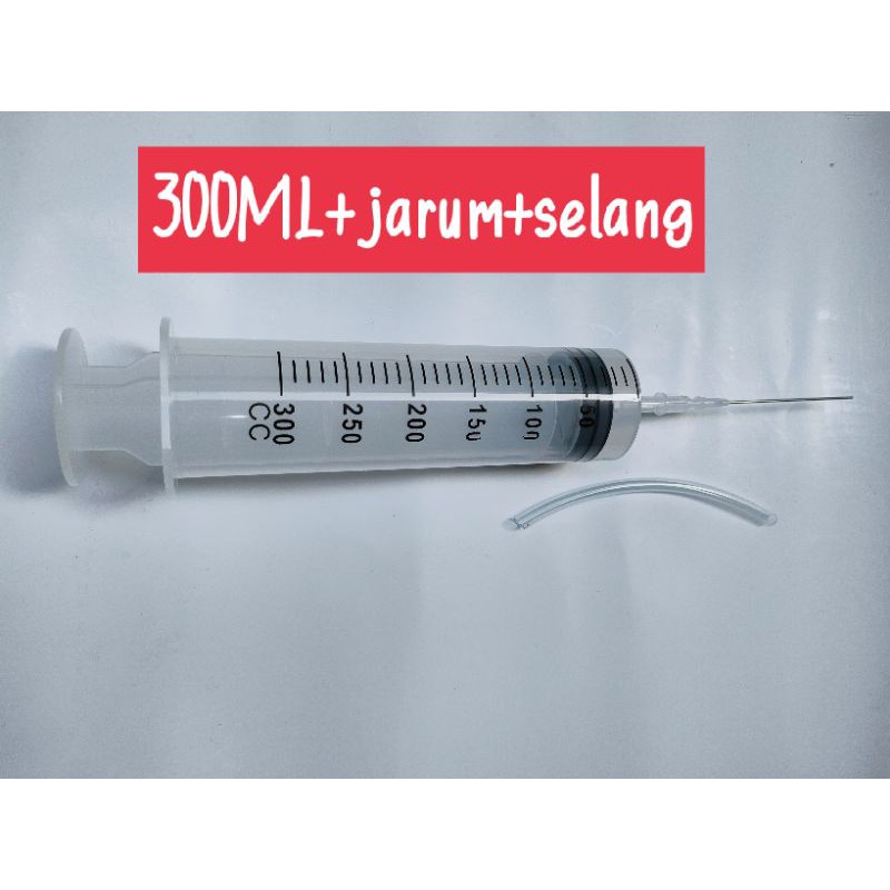 Jual syringe suntikan besar 300Ml plus selang dan jarum suntikan 100 ml ...