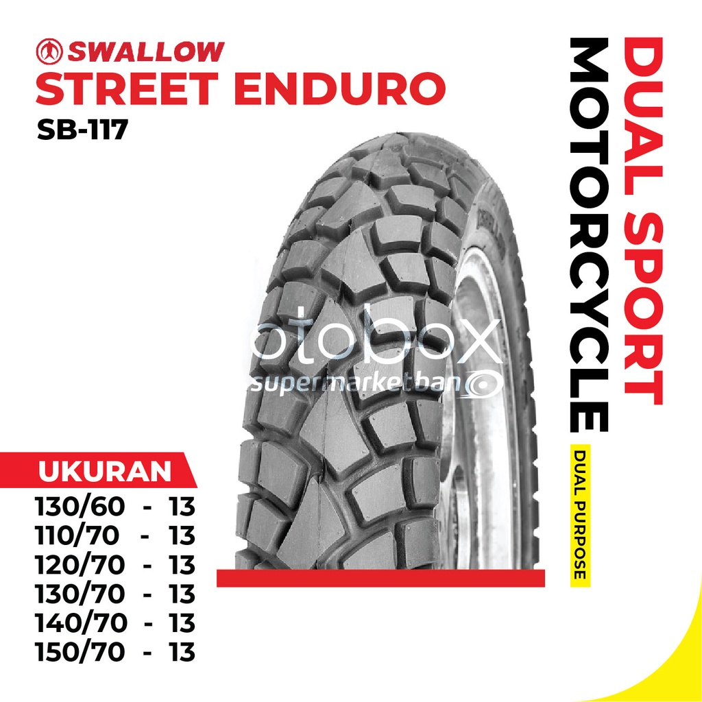 Jual Ban Luar Motor Swallow SB-117 Street Enduro Tubeless Ring 13 Ukuran 110/70 120/70 130/70 ...