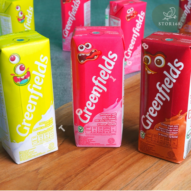Jual Greenfields UHT 125 ml | Full Cream Chocomalt Strawberry | Susu UHT | Shopee Indonesia