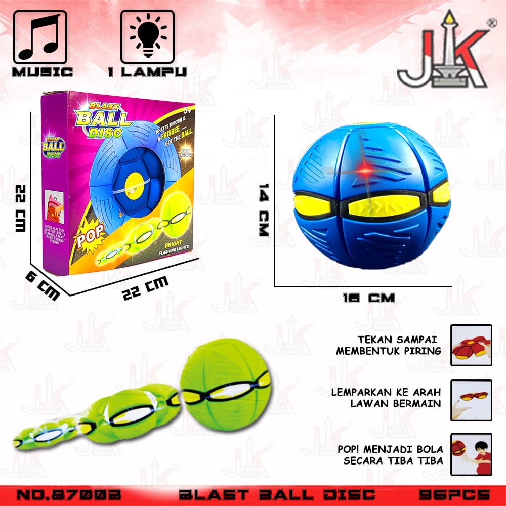 Jual 8700B Biru Bola Ufo Musik Lampu Injak Lempar Loncat Fleksibel ...