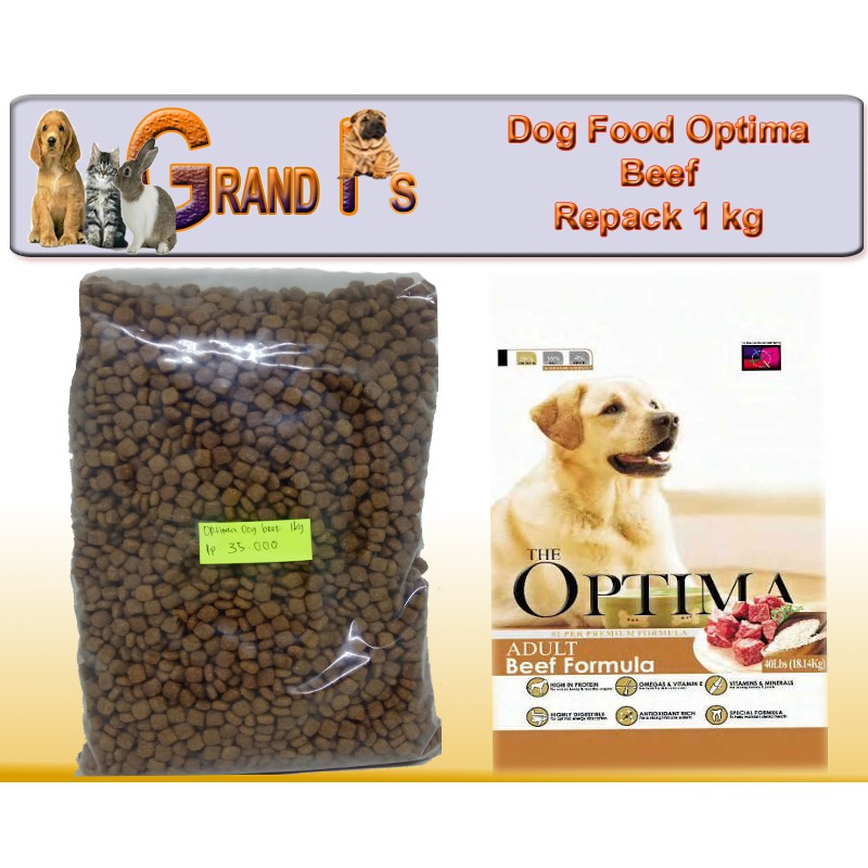 Jual Dog Food Optima Beef kemasan repack polos 1 kg | Shopee Indonesia
