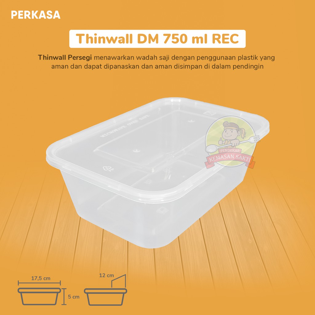 Jual Thinwall 750 ml Persegi / Food Container / Kotak Makan Terlengkap | Shopee Indonesia
