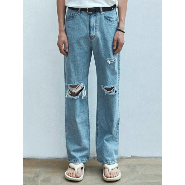 Jual CELANA SOBEK PRIA RIPPED JEANS STANDAR REGULER BASIC ROBEK KOYAK ...