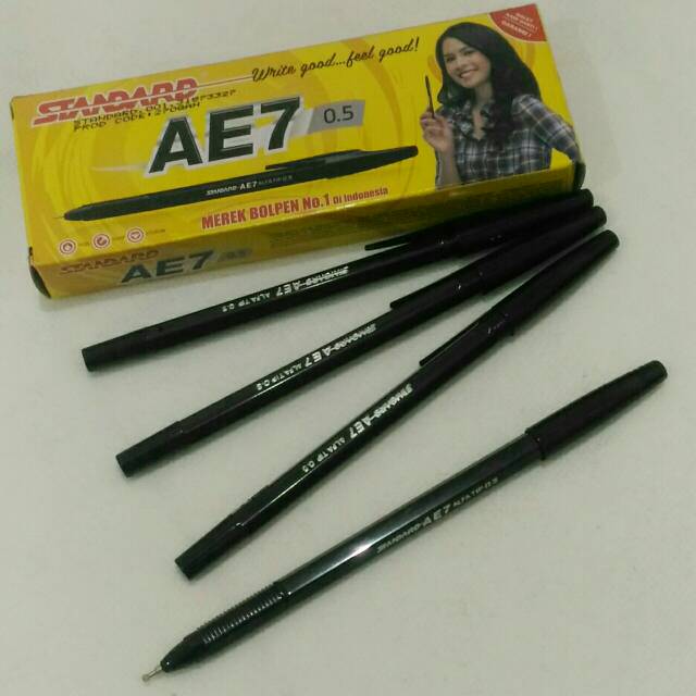 Jual BOLPEN STANDART AE7 HITAM BOLPOIN BALLPOINT | Shopee Indonesia