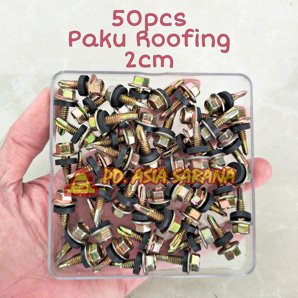 Jual [50pcs] Paku Roofing 2 Cm Kuning Skrup Holo Besi Baja Sekrup ...