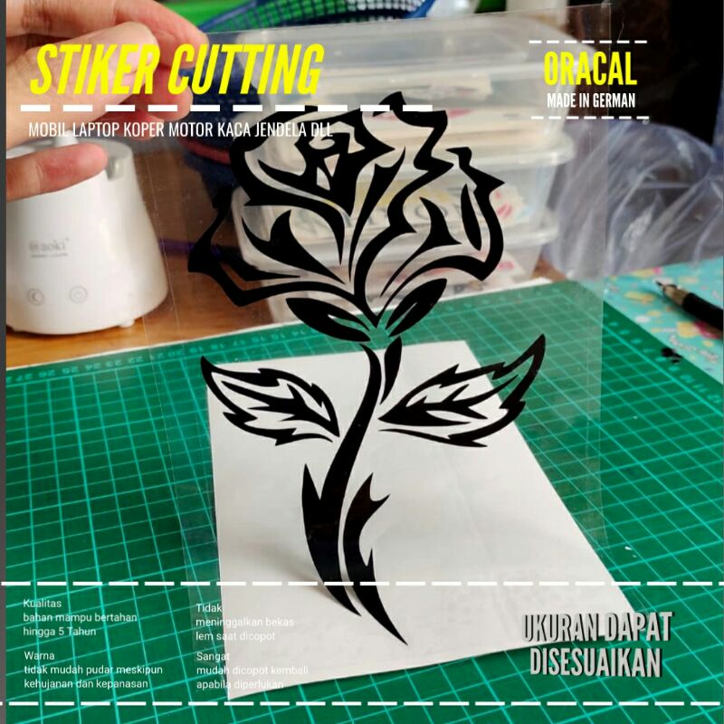 Jual STIKER BUNGA MAWAR CUTTING BAHAN ORACAL CUSTOM | Shopee Indonesia