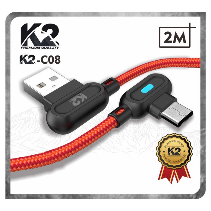 Jual Kabel Data K2 PREMIUM QUALITY K2-C08 GAMING LED MICRO USB 2M ...