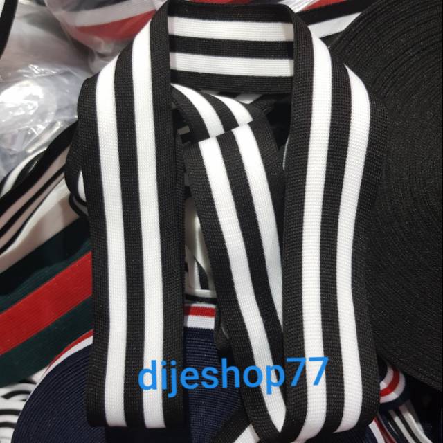 Jual Pita Rib tebal premium salur hitam putih lebar 3,8 cm / list kain ...