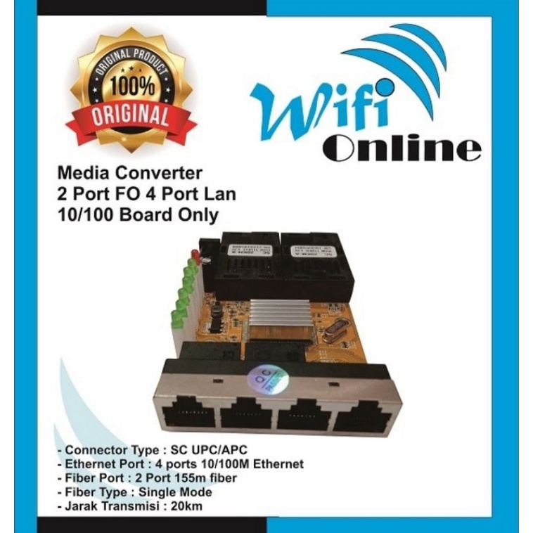 Jual Media Converter 2 Port FO 4 Port LAN 10/100 Board Only tanpa adaptor | Shopee Indonesia