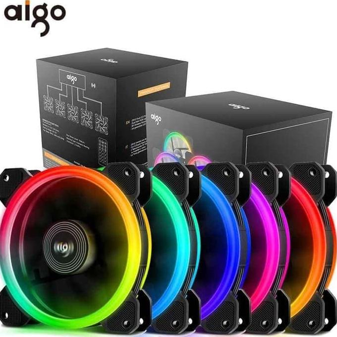 Jual AIGO DR12 PRO 5IN1 DOUBLE RING FAN RGB - FIVE PACK | Shopee Indonesia