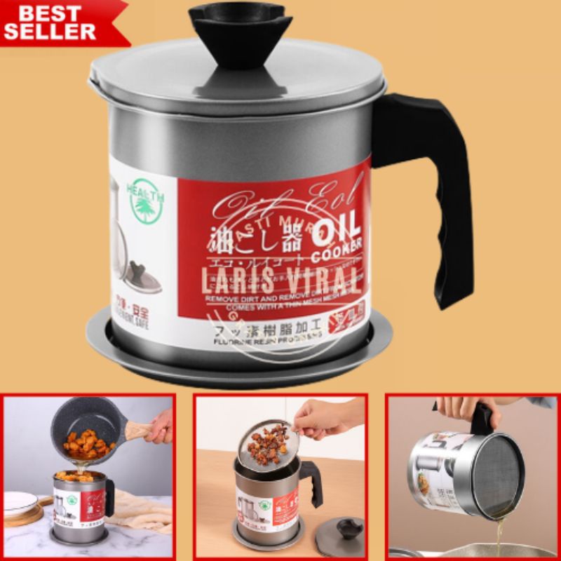 Jual Oil Pot Stainless Steel Wadah Penyaring Minyak 1,7L Model Jepang ...
