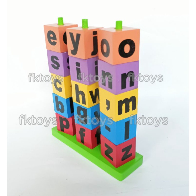 Jual Balok susun HURUF_mainan edukatif_mainan kayu edukasi | Shopee ...