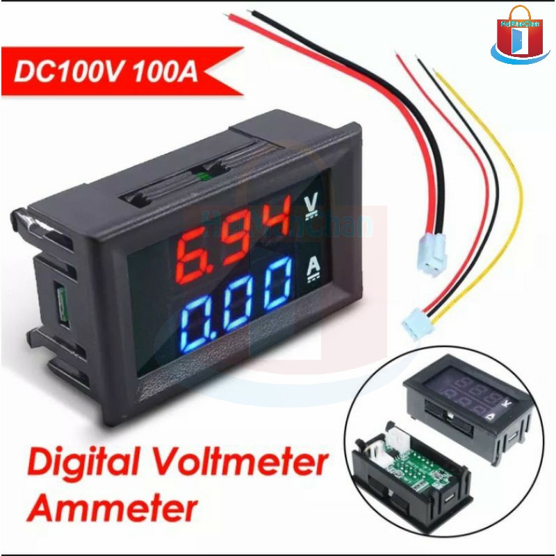 Jual Dual Voltmeter & Amperemeter Digital LED 3BIT 10A 100V (R0010) | Shopee Indonesia