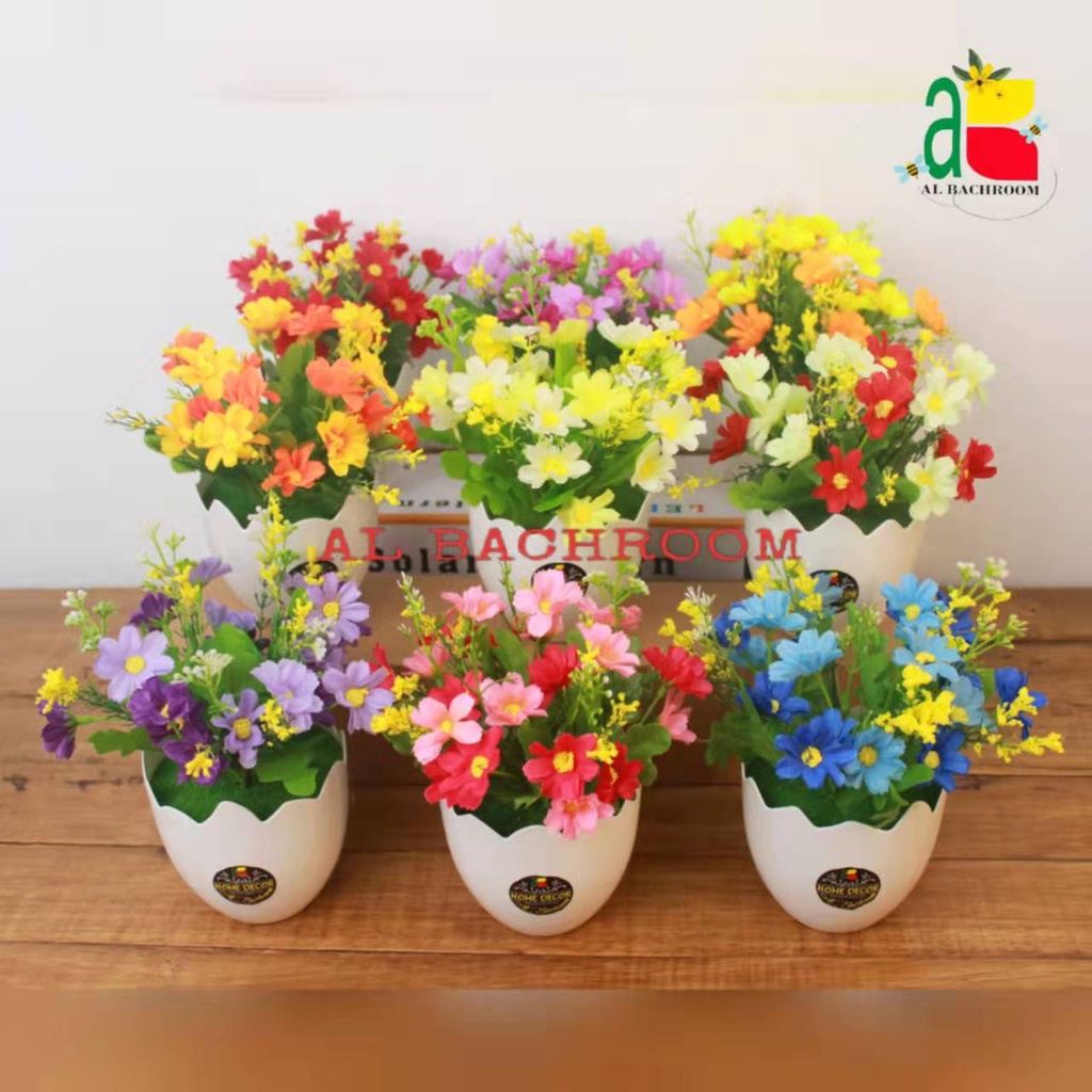 Jual Paket bunga plastik daysi kupu-kupu vas gelombang lumut bunga ...