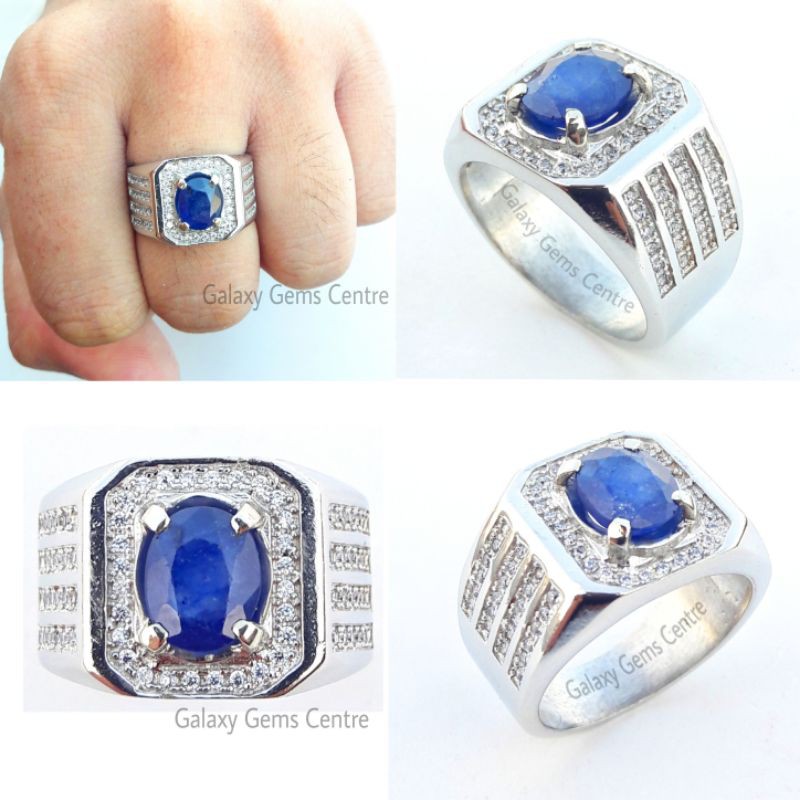 Jual Cincin Batu Blue Sapphire Blue Safir Minimalis Shopee Indonesia