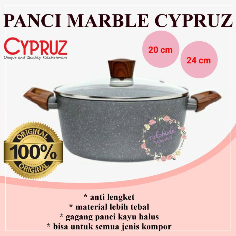 Jual PANCI 20 dan 24 CM MARBLE CYPRUZ DENGAN TUTUP KACA ANTI LENGKET ...