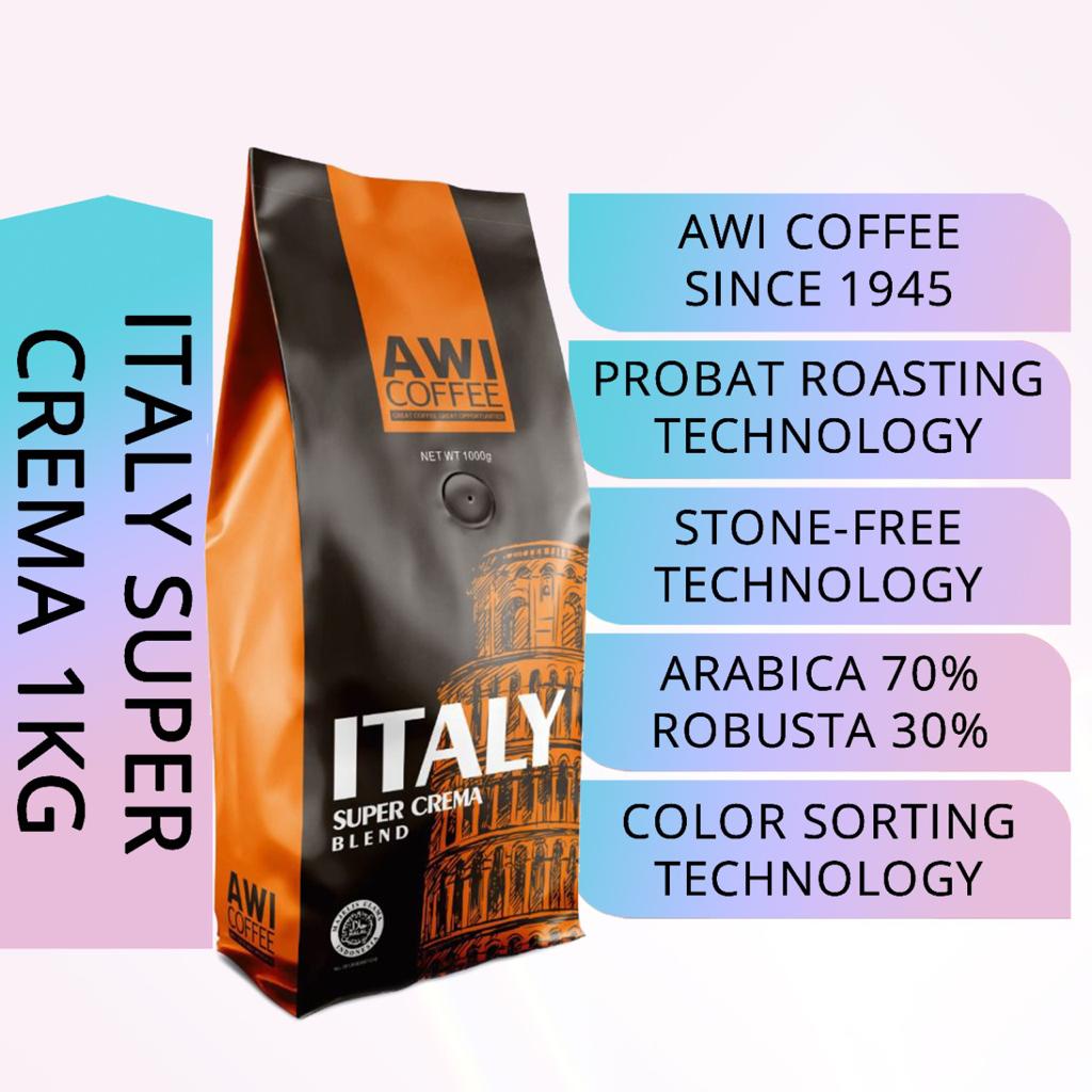 Jual AWI COFFEE KOPI ITALY SUPER CREMA 1 Kg | VARIASI: BIJI/ BUBUK ...