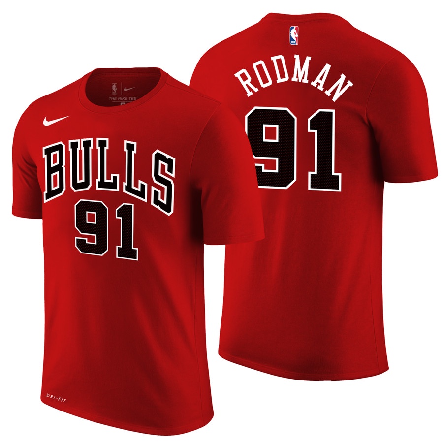 Jual KAOS BAJU TSHIRT NBA CHICAGO BULLS 91 DENNIS RODMAN MERAH / BAJU ...