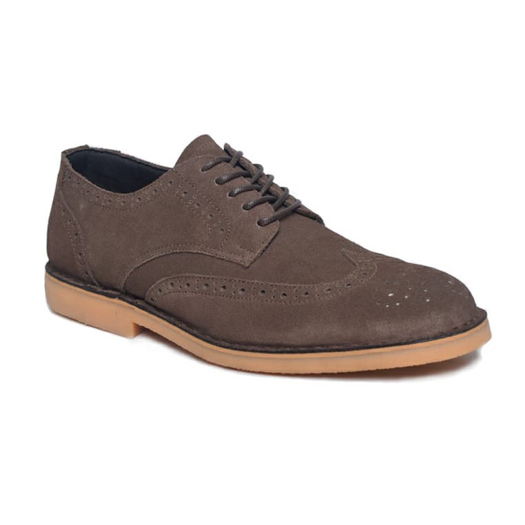 Jual Derby Wingtip Suede Brown sepatu kulit asli pria formal coklat ...