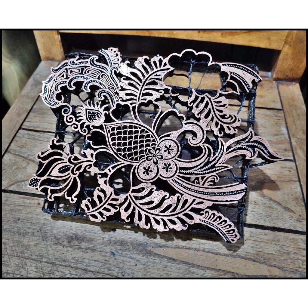 Jual Cap Batik Bahan Material Tembaga Kuningan Motif Bunga Kombinasi ...