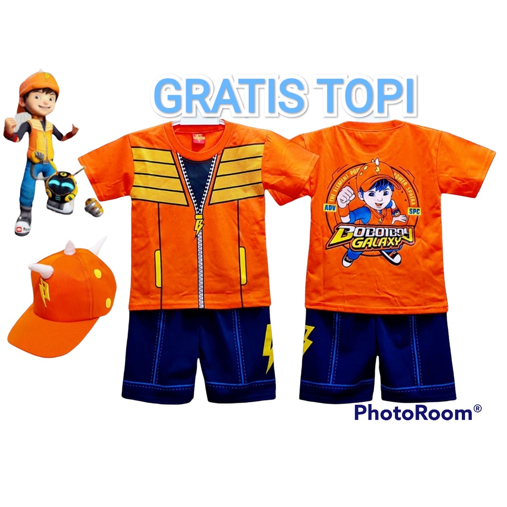 Jual setelan baju 1 set anak boboiboy free topi koleksi daun air ...