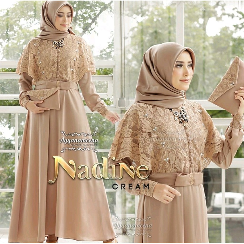 Jual EXLUSIVE GAMIS MAXI BRUKAT TIMBUL PREMIUMI BY NADINE SIZE M L XL ...