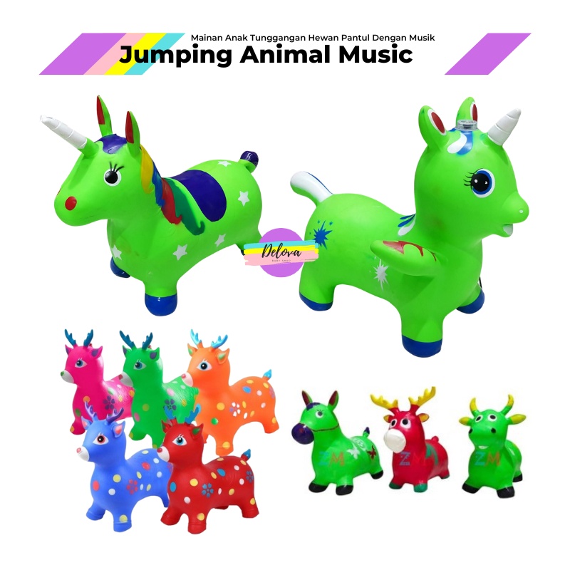 Jual Jumping Animal Music Bouncing Mainan Anak Hewan Rusa Kuda Sapi ...