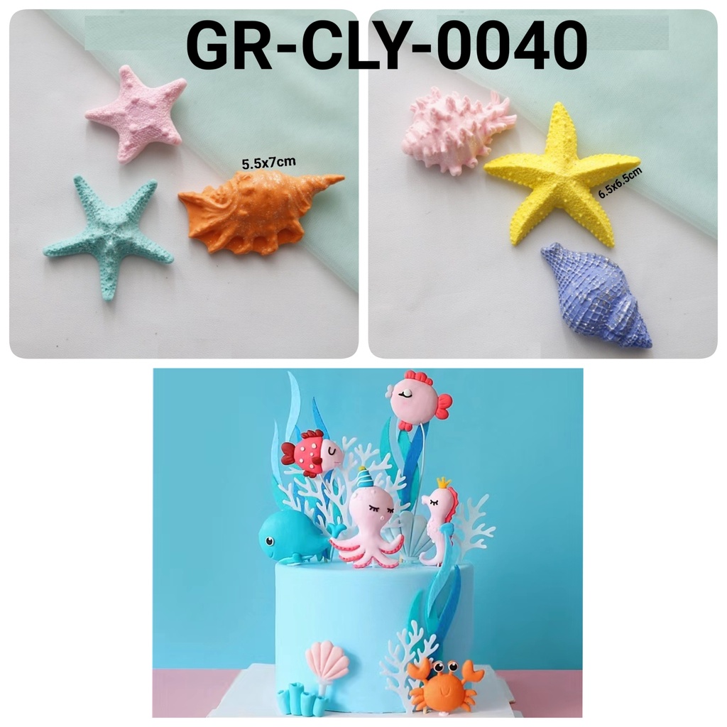 Jual GR-CLY-0040 Cake topper hiasan kue clay kerang bintang laut yamama baking | Shopee Indonesia