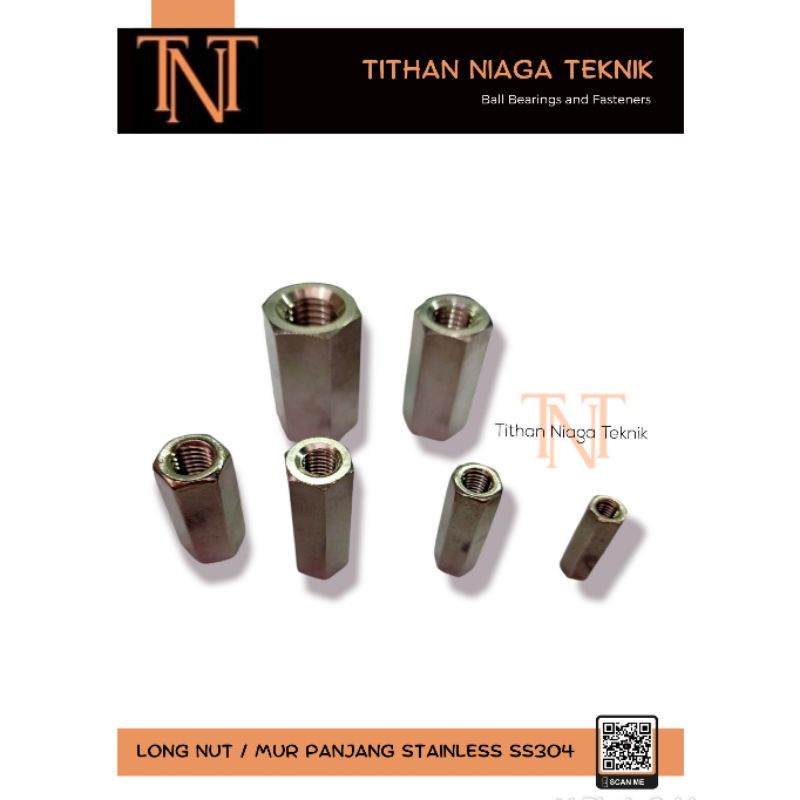 Jual M20 drat 2.5 long nut stainless SS304 mur panjang M20x2.5, panjang ...