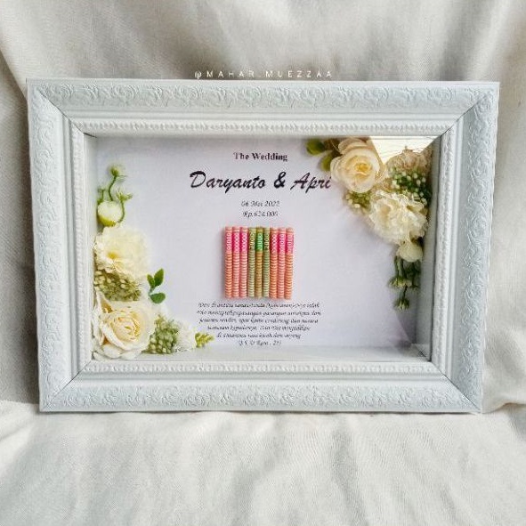 Jual MAHAR FRAME RUSTIC UANG KERTAS / MAS KAWIN EMAS ANTAM LOGAM MULIA ...