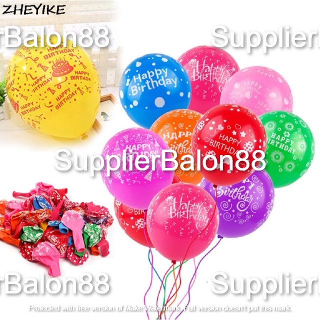 Jual Balon Ulang Tahun Latex 12" Termurah balon ultah balon huruf ulang ...