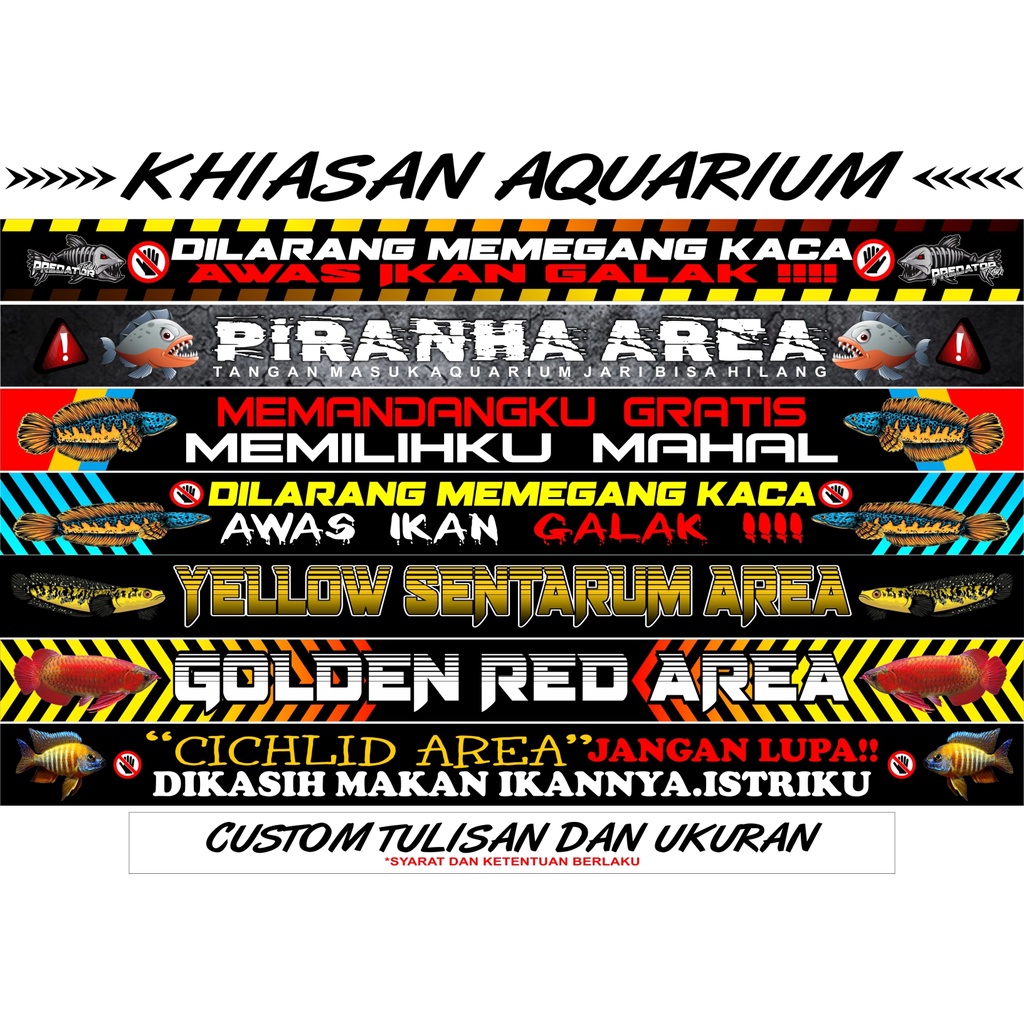 Jual Sticker Aquarium Stiker Penghias Aquarium Arwana Channa yellow ...