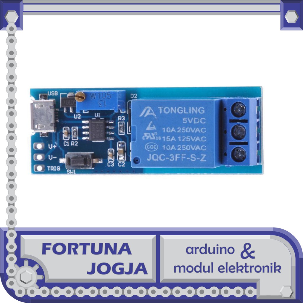 Jual Digital Timer Delay Relay Module ON OFF NE555 5V 12V Micro USB ...
