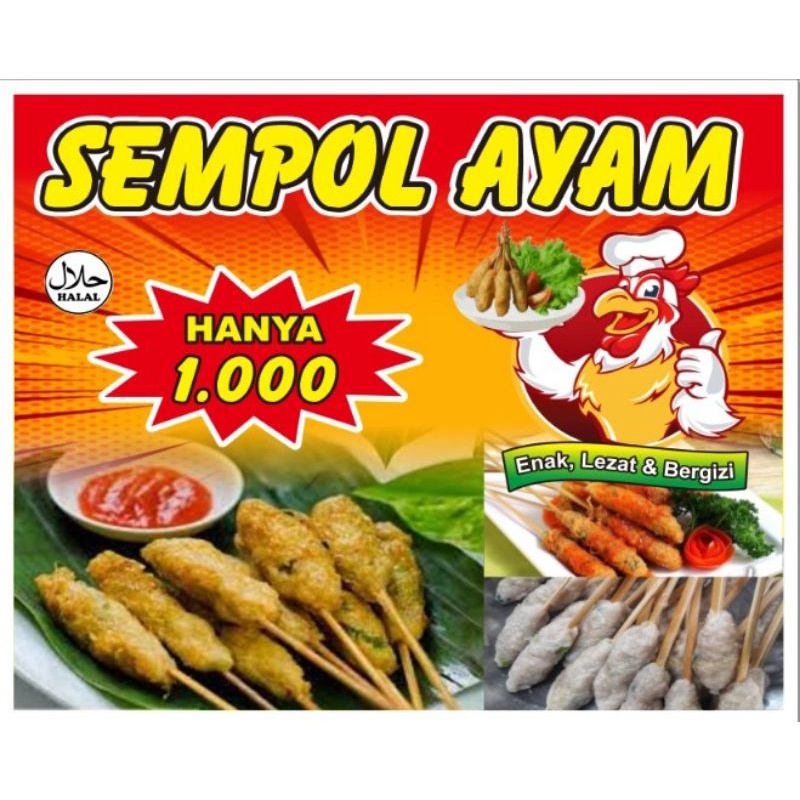 Jual Spanduk Sempol Ayam/Banner Custom 1x1 | Shopee Indonesia