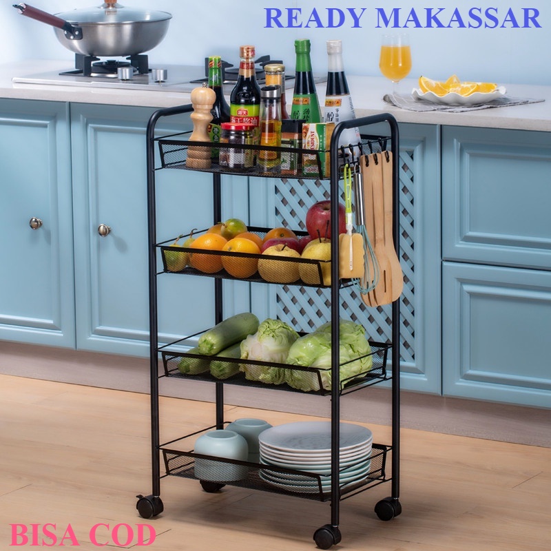 Jual MURAH! TROLLEY RAK DORONG BESI ANTI KARAT 4 TINGKAT GINGER ADA ...