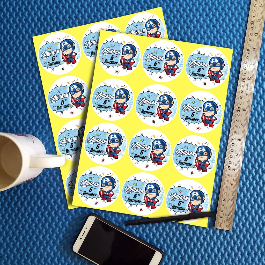 Jual STIKER ULANG TAHUN ANAK CUTE CAPTAIN AMERICA KAPTEN AMERIKA ...