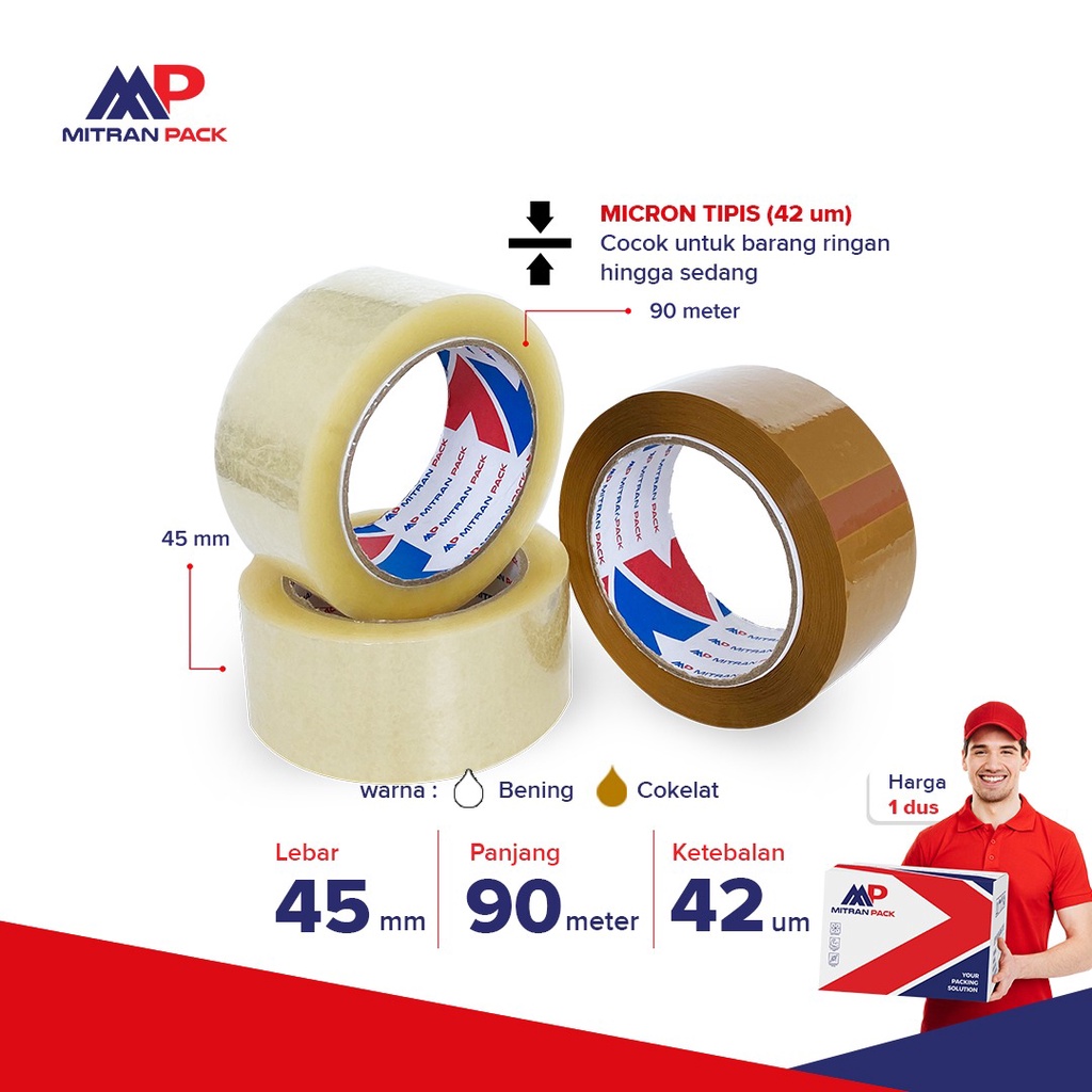Jual Promo Lakban Bening/Lakban Coklat 2 Inch Mitra Pack 100 Yard 48mm ...